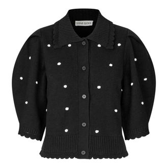 Stine Goya Bobble Strick-Poloshirt-Cardigan - - Knitwear - Damen - Schwarzk - M