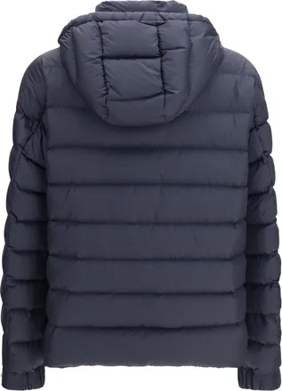 Moncler Mens Arneb Short Hooded Puffer Jacket Blue