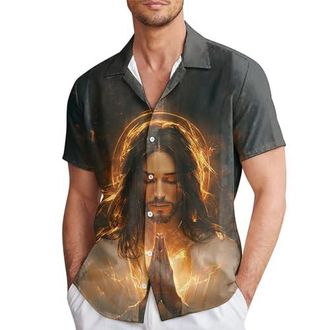 Generico Chemise avec motif et design 3D imprim&eacute; de croix, chemise unique et &eacute;l&eacute;gante, coupe confortable pour occasions d&eacute;contract&eacute;es ou formelles, Noir, XXXL