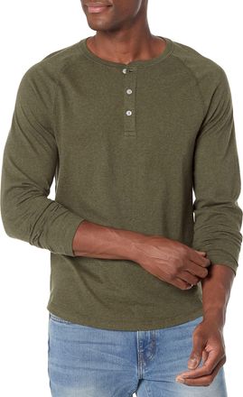Amazon Essentials Herren Langärmeliges Henley-Shirt, Schmale Passform, Olivenheide, XXL