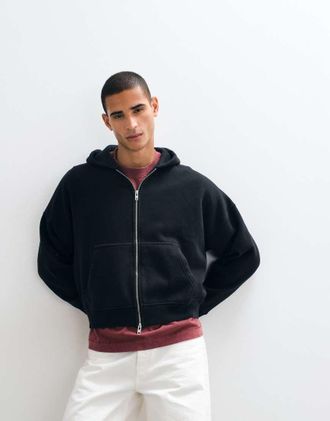 Abercrombie & Fitch Basic-Kapuzenjacke in Schwarz