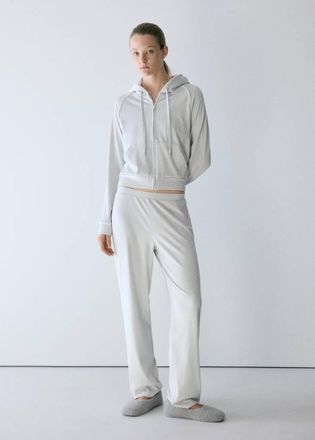 Mango Pantalon velours au toucher doux gris - Femme - S - MANGO