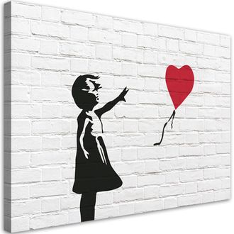 Feeby Bilder 90x60 cm Banksy Girl with Balloon 1 tlg Modern Vlies Wandbilder Leinwandbilder Bild auf Leinwand Kunstdruck Wand Wanddeko Design Schlafzimmer F