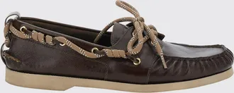 Golden Goose Chaussures bateau style vintage en cuir de veau &agrave; plateau cousu