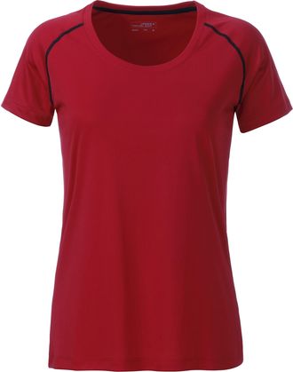 James & Nicholson Damen Ladies Sports T-Shirt, Rot (Red/Black), 42 (Herstellergröße: XXL)