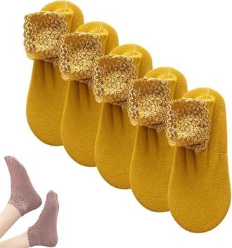 Generic Chaussettes chaudes en dentelle pour femme, chaussettes confortables antid&eacute;rapantes avec bordure en dentelle, jolies chaussettes courtes &agrave; volants pou