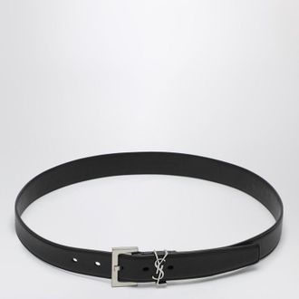 Saint Laurent Cassandre black smooth leather belt