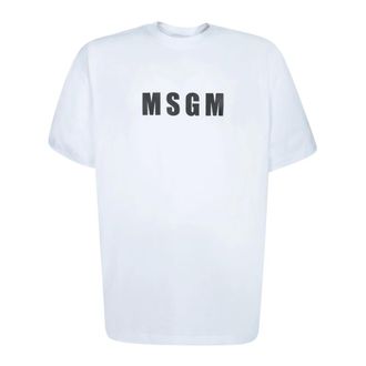 Msgm Msgm, Homme, Tops, Blanc, Taille: XL T-shirt Noir à Logo à Manches Courtes