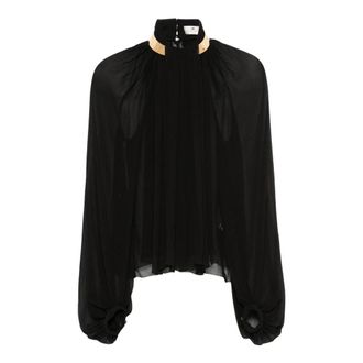 Elisabetta Franchi Crepon Viskose Bluse mit Schmuckkragen - - Blouses & Shirts - Damen - Schwarzk - M