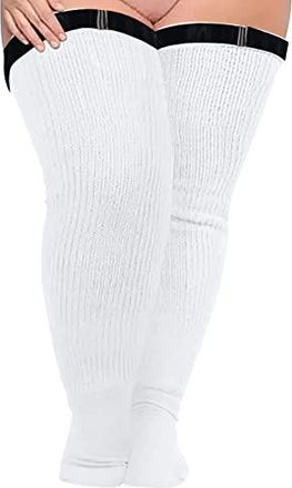 Generic Chaussettes Hautes Femme Grande Taille, Chaussettes en Coton Solides pour Femmes, Grande Taille, Au-Dessus Du Genou, Chaussettes Extra Longues, Tr&egrave;s &Eacute;