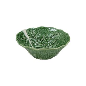 Bordallo Pinheiro Green Cabbage Leaf Deep Salat Servierschale, Majolica