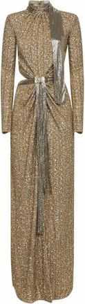 Paco Rabanne Femme, Robes, Jaune, Taille: 40 FR Robe de Soir&eacute;e Brod&eacute;e de Sequins