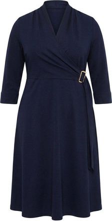 Ulla Popken Midikleid Midikleid Wickeleffekt A-Linie V-Ausschnitt