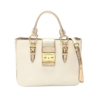 Miu Miu Pre-owned Sac bandouli&egrave;re 2-en-1 en cuir Madras - Femme - Pre-owned - Blanc - Taille: ONE Size