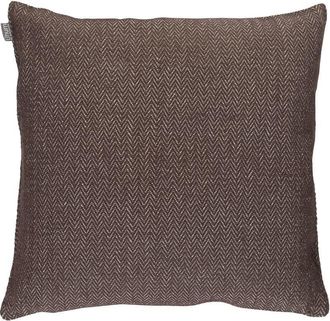 Linum Shepherd Kissenh&uuml;lle B91 dunkelbraun Fischgratmuster 50cm x 50cm, 100% vorgewaschene Baumwolle, Rei&szlig;verschluss, Kissenbezug, Wohntextilien