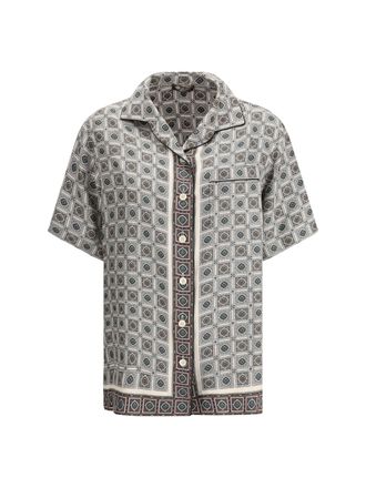 Loro Piana Womens Silk Shirt Ivory-Green-Red Ivory/green/red