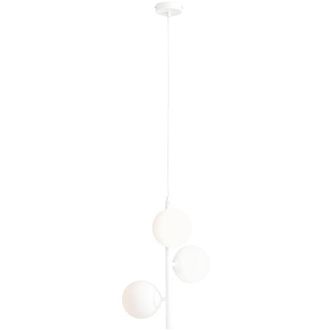 Licht-Erlebnisse H&auml;ngelampe Metall Glas b: 34 cm h: max. 120 cm Wei&szlig; E14 3-flammig rund Kugel Schirm Modern
