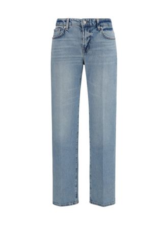 7 For All Mankind Womens Straight Jeans Calie Blue Cotton