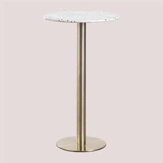 Sklum Sklum - Runder Stehtisch aus Terrazzo (&Oslash;60 cm) Malibu Champagner-Gold Wei&szlig;