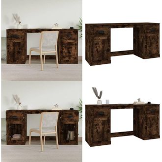 vidaXL Schreibtisch mit Stauraum R&auml;uchereiche Holzwerkstoff - Holzschreibtisch - Schrank