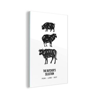 MuchoWow Glasbild Glasfoto Wandbild Bilder Deko 40x60 cm K&uuml;che - Kuh - Fleisch