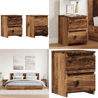 vidaXL Tables de chevet 2 pcs vieux bois 30x30x40 cm bois dingénierie - Vidaxl