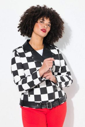 Angel Of Style Lederjacke Lederoptik-Jacke Bikerjacke Schachbrett-Karo