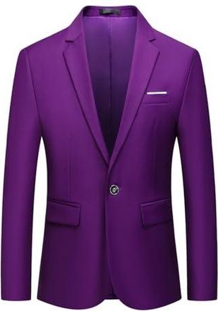 Generic Veste pour homme - Coupe ajust&eacute;e - Blazer &agrave; un bouton - Veste de costume moderne - Couleur unie - &Eacute;l&eacute;gante - Pour les affaires, les mariages, les f&ecirc;te