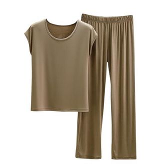 Generic Co Ord Ensembles 2 pi&egrave;ces pour femme - Tenue d&eacute;t&eacute; d&eacute;contract&eacute;e pour les voyages et les vacances - Pantalon court &agrave; manches courtes et jambes larges - 