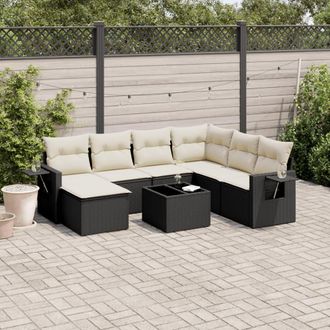 vidaXL Vidaxl - Set Divani Da Giardino Con Cuscini 8 Pz Nero In Polyrattan