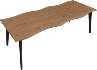 Hhg Neuwertig] Esszimmertisch HHG 235, Ausziehtisch Esstisch, Eisen mdf ausziehbar 160-220cm Walnuss-Optik