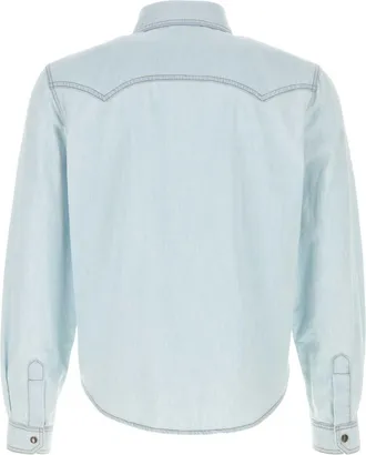 Versace Mens Denim Shirt Bleach Exterior: Cotton Camicie