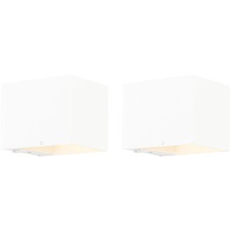QAZQA Joris - led Dimmable Applique murale variateur inclus - 2 pièces - l 10 cm - Blanc - Moderne - éclairage intérieur - Salon i Chambre i Cuisine i
