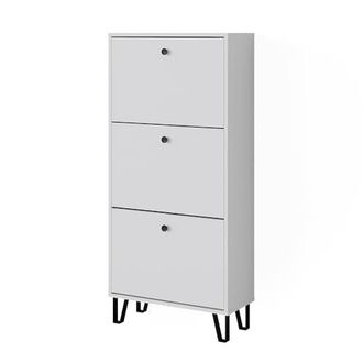 Vicco Basculeur &agrave; chaussures Siri, Blanc, 36x135cm avec 3 tiroirs rabattables