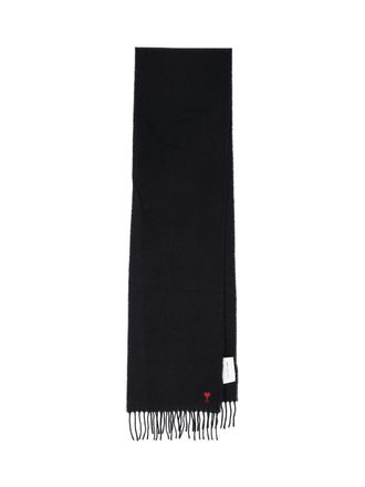 Ami Black Wool Scarf Ami De Caur