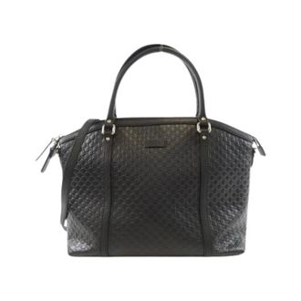 Gucci Pre-owned Sac fourre-tout en cuir Micro Guccissima - Femme - Pre-owned - Noir - Taille: ONE Size