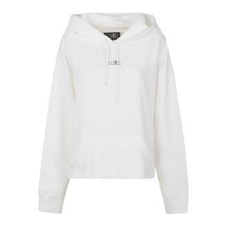 Maison Margiela Femme, Sweatshirts et sweats &agrave; capuche, Blanc, Taille: 40 FR Boxy Cropped Sweat &agrave; capuche