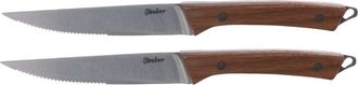 Brandsseller Steakmesser 2er Set 24 cm - Edelstahlklinge 12 cm mit Säge- & Glattschliff - Walnussholz-Griff - Barbecue Messer in Magnetbox