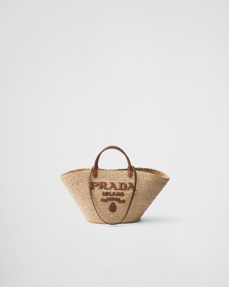 Prada Gro&szlig;er Shopper aus Raphiabast und Leder