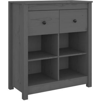 vidaXL Sideboard Grau 70x35x80 cm Massivholz Kiefer - Vidaxl