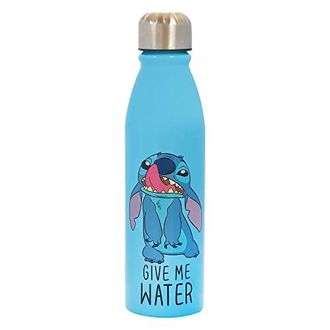 Disney Stitch Bouteille deau en aluminium 600 ml - Produit officiel par Polar Gear, r&eacute;utilisable, sans BPA, recyclable - Id&eacute;al pour l&eacute;cole, la cr&egrave;che, le spo