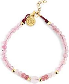 Singularu Bracelet Amulet Rose Quartz. Acier avec Plaqué Or 18Kt et pierres naturelles. Bijoux pour Femme