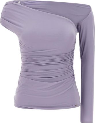 Elisabetta Franchi Femme, Blouses et Chemises, Violet, Taille: 40 FR Haut en jersey &agrave; une &eacute;paule