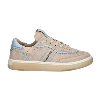 Valentino Gl&auml;nzender Wildleder-Kontrast-Sneaker - - Shoes - Damen - Beige - 38 EU