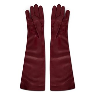 Alberta Ferretti Gants Longs en Cuir - Femme - Accessoires - Rouge - Taille: 7 1/2 IN