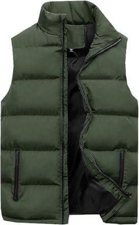 Generic Gilet dhiver pour homme - Gilet en duvet noir - Grandes tailles - Gilet de transition avec fermeture &eacute;clair - Gilet matelass&eacute; - Poches - Col montant -