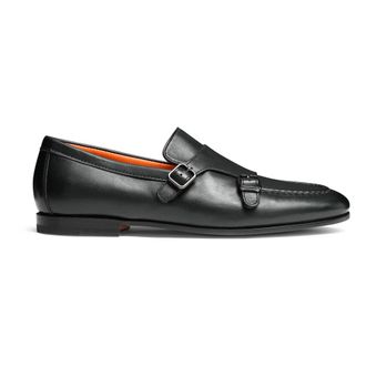 Santoni Mocassins Double Monk Vernis - Homme - Chaussures - Noir - Taille: 42 1/2 EU