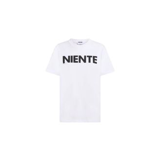 Moschino unisex, Tops, Blanc, Taille: XS T-shirt Niente imprim&eacute; en jersey de coton