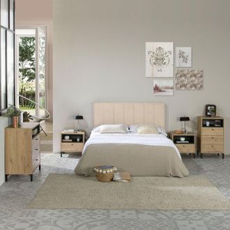 Marckonfort Gepolstertes Kopfteil MALMO 160x60 cm Farbe Beige. Mit Schaumstoff gepolstert. Vertikale Stickerei. 8 cm dick. Inklusive Befestigungsmaterial zum