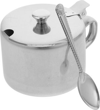 Amosfun Edelstahl Gew&uuml;rzschale Mit Deckel Und Griff Kleiner Gew&uuml;rztopf Mit L&ouml;ffel F&uuml;r Frische Gew&uuml;rze Geeignet F&uuml;r Gastronomie Und Heimk&uuml;che